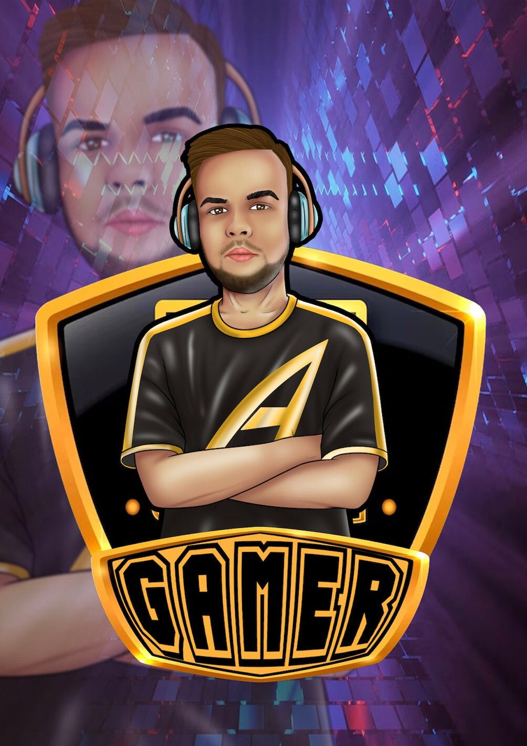 Gaming Logo, Gamer Logo Portrait, Gamer Portrait, Gamer Caricature ...