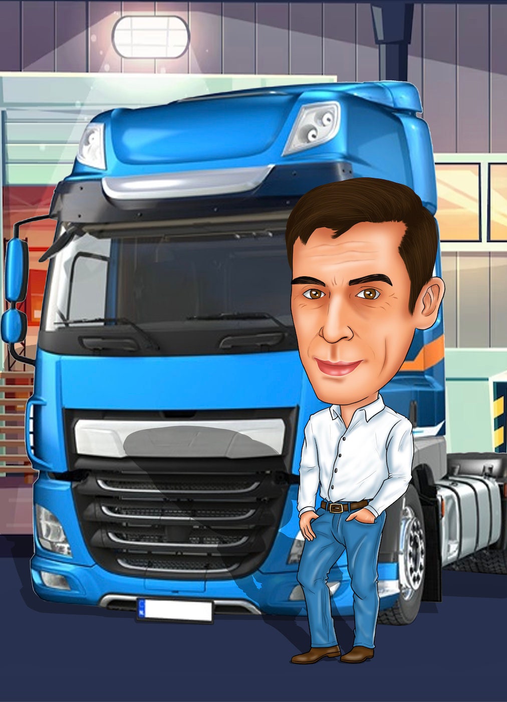 Cartoon Males Truck Drivers