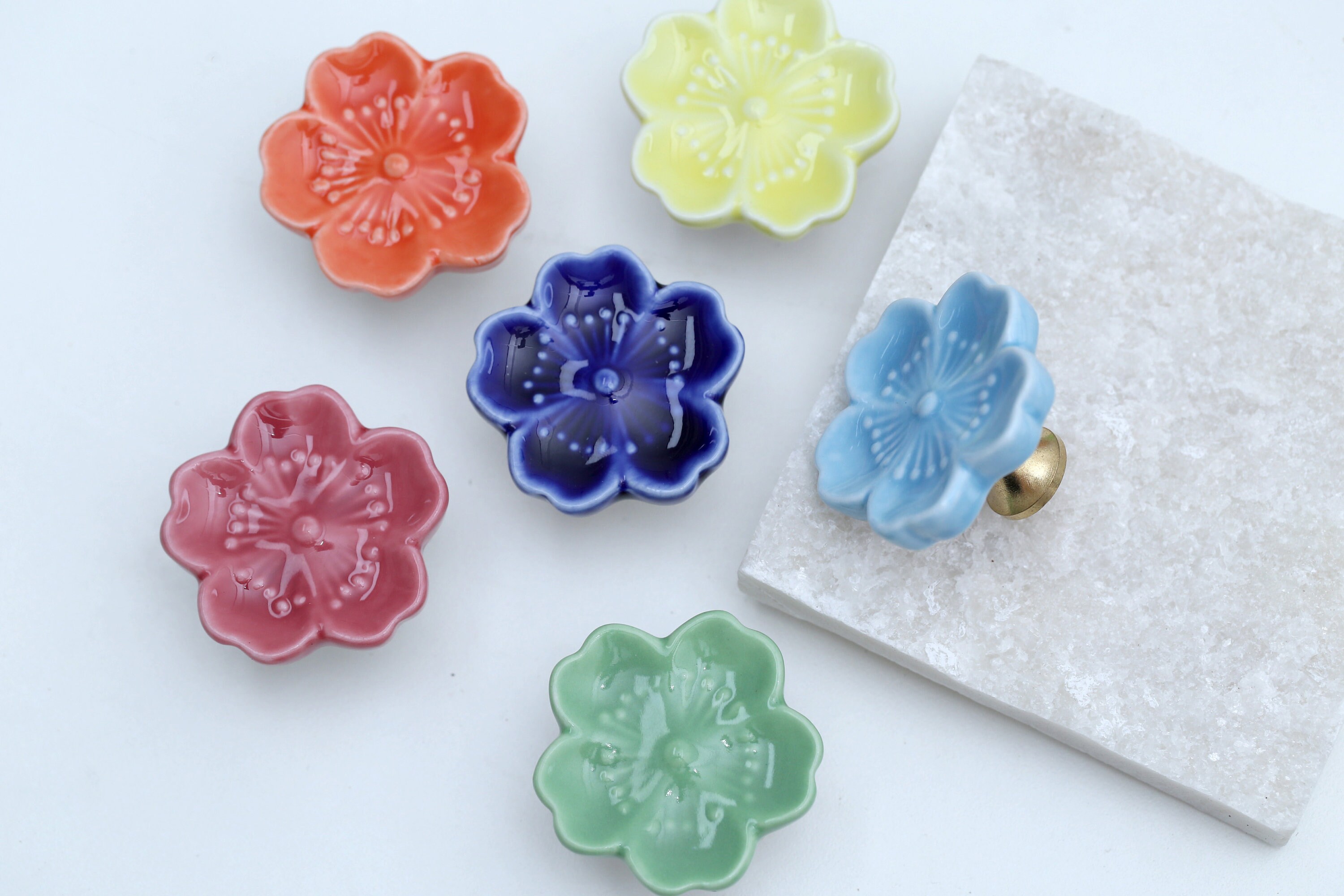 Cherry Flower Drawer Knobs Cabinet Drawer Knobs / Knobs for - Etsy