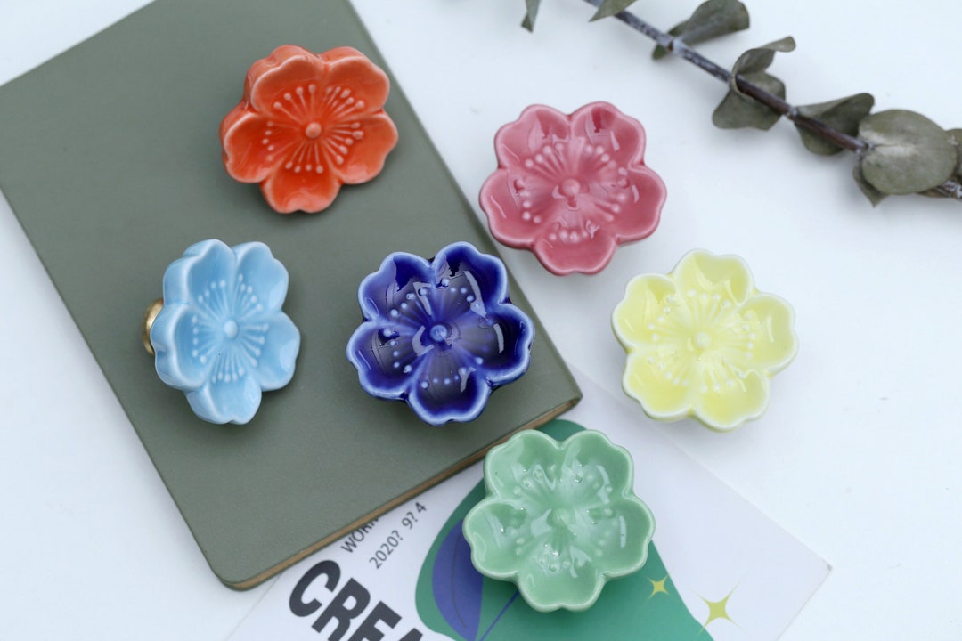 Cherry Flower Drawer Knobs Cabinet Drawer Knobs / Knobs for - Etsy
