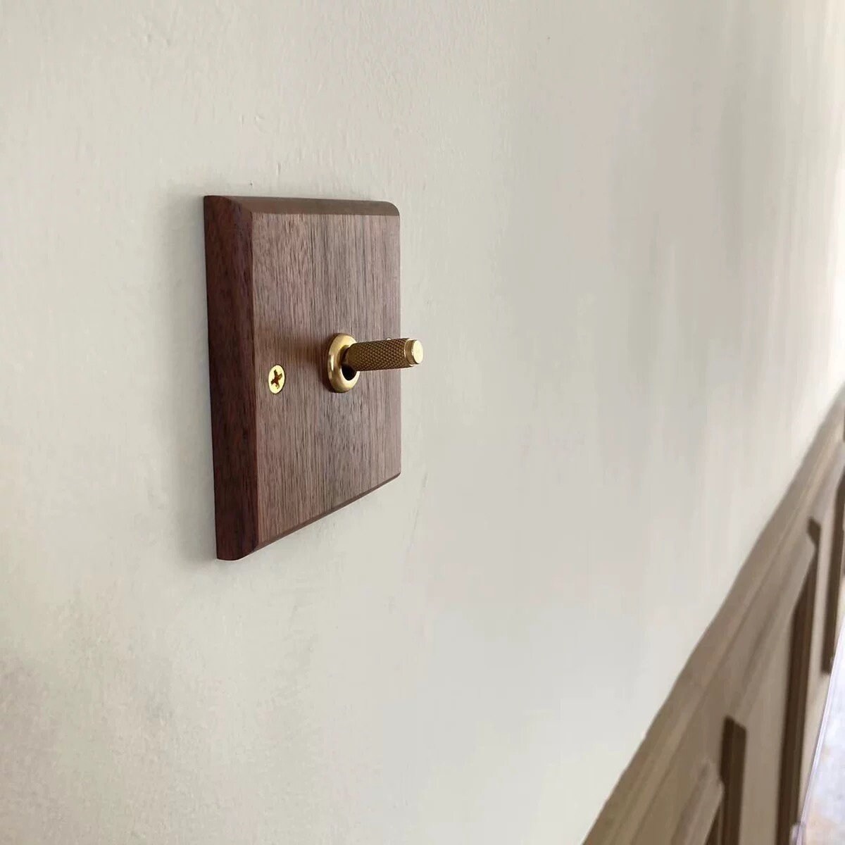 Wall Light Toggle Switch Brass Wooden Textured Brass UK - Etsy