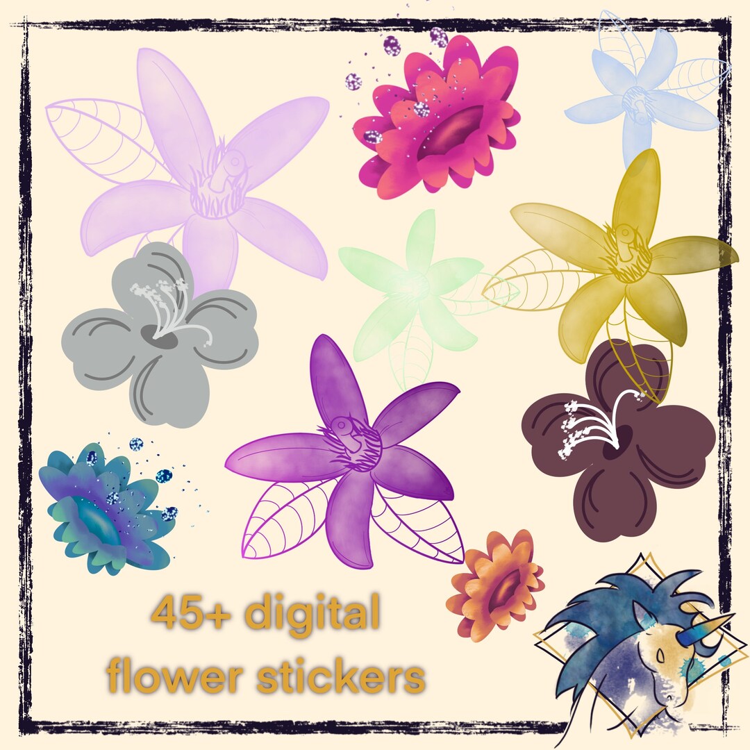 Flower Digital Stickers Goodnotes Stick Bundle Planner - Etsy