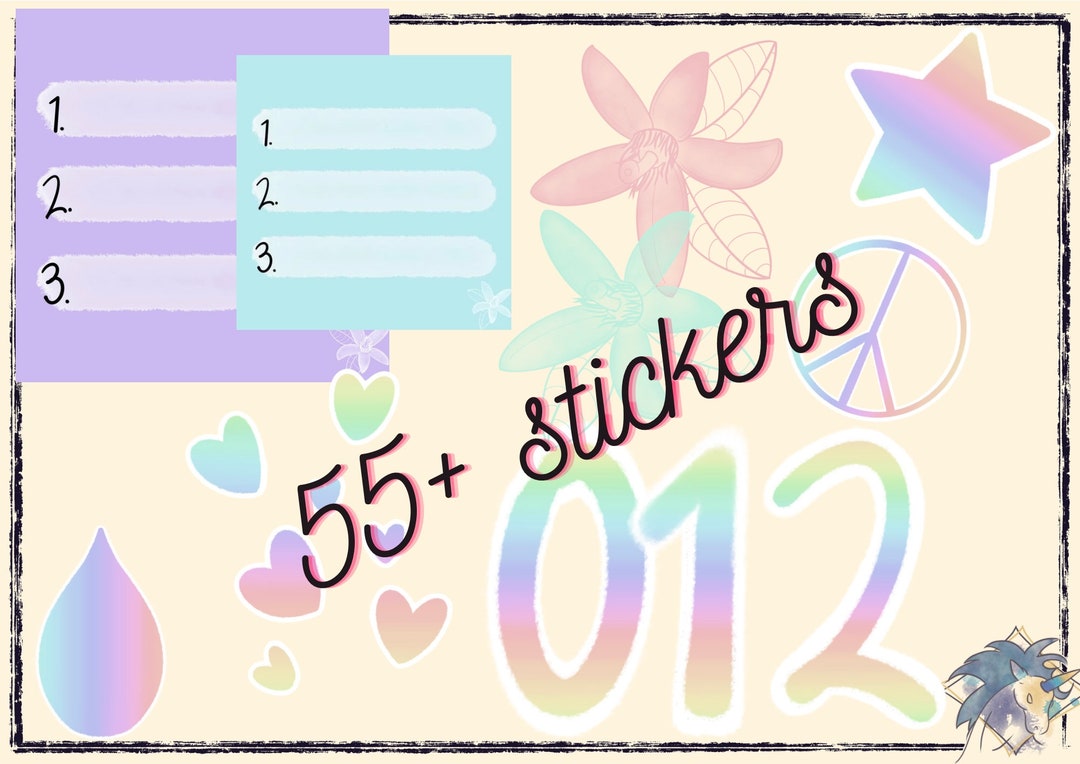 Rainbow Digital Stickers for Planners and Journals Pastel - Etsy