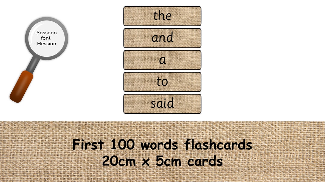 First 100 Words / Flashcards / Hessian Flashcards / EYFS Literacy / Key ...