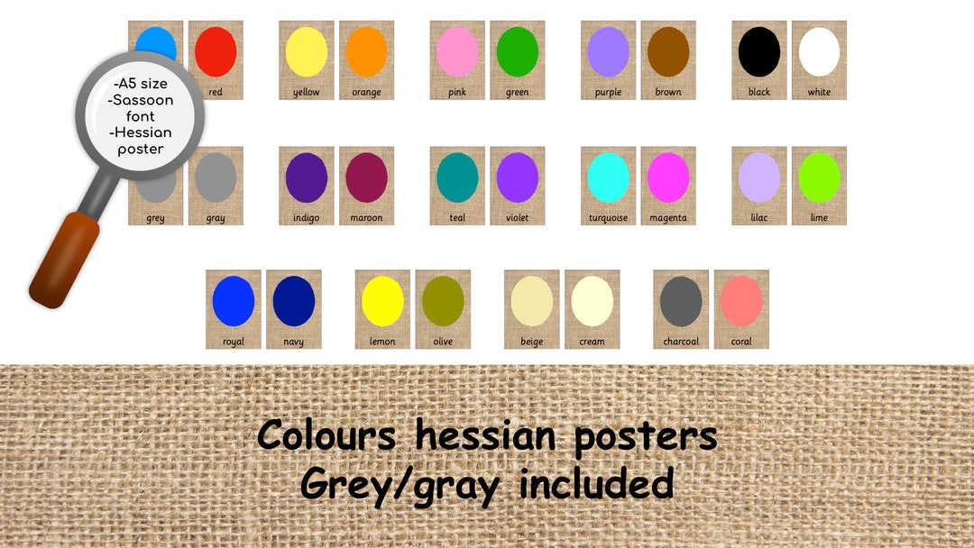 Colours on Hessian / Colors / Colour Posters / Flashcards / Common ...