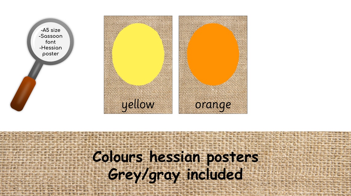 Colours on Hessian / Colors / Colour Posters / Flashcards / - Etsy