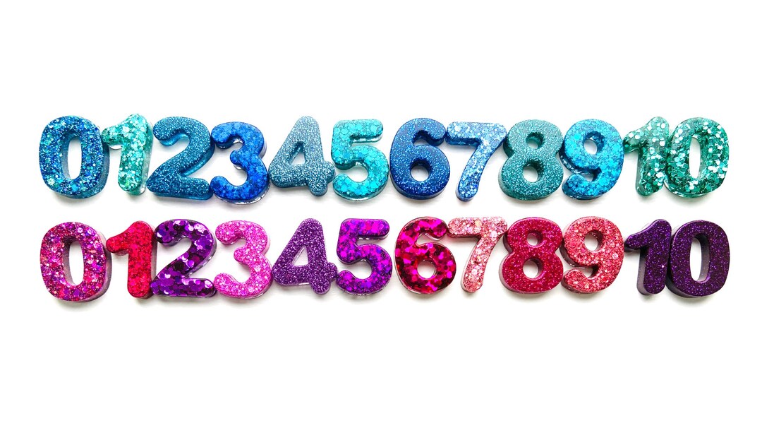3cm 0-10 Resin Numbers / Blue Numbers / Pink Numbers / Sensory Numbers ...