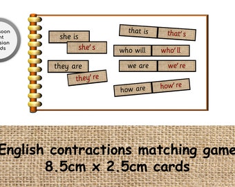 Word Contractions CURSIVE Montessori Language (Download Now) - Etsy