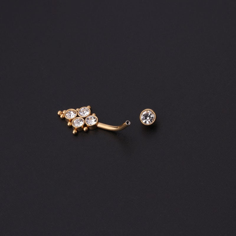 Daisy Belly Button Ring Diamond Belly Button Ring Silver - Etsy
