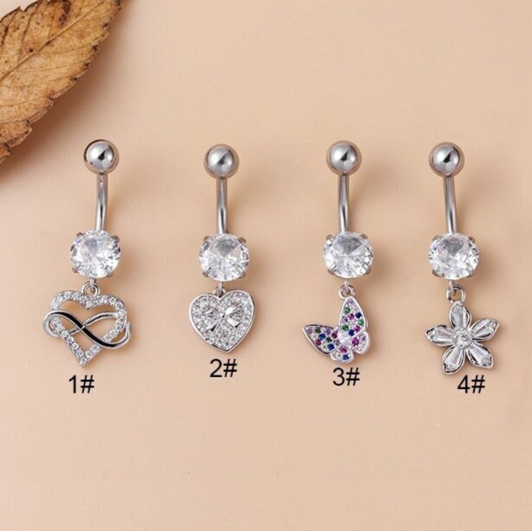 Dainty Belly Button Ring CZ Big Belly Ring Stainless Steels - Etsy
