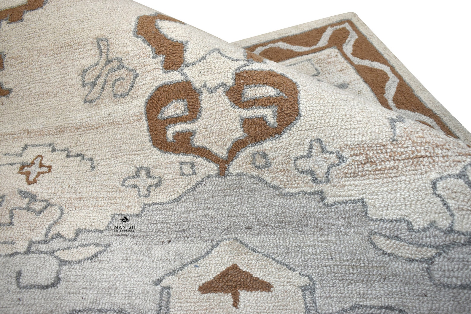 Modern Border Hand Tufted Wool Area Rug Available in 3x5, 5x8, 8x10 ...