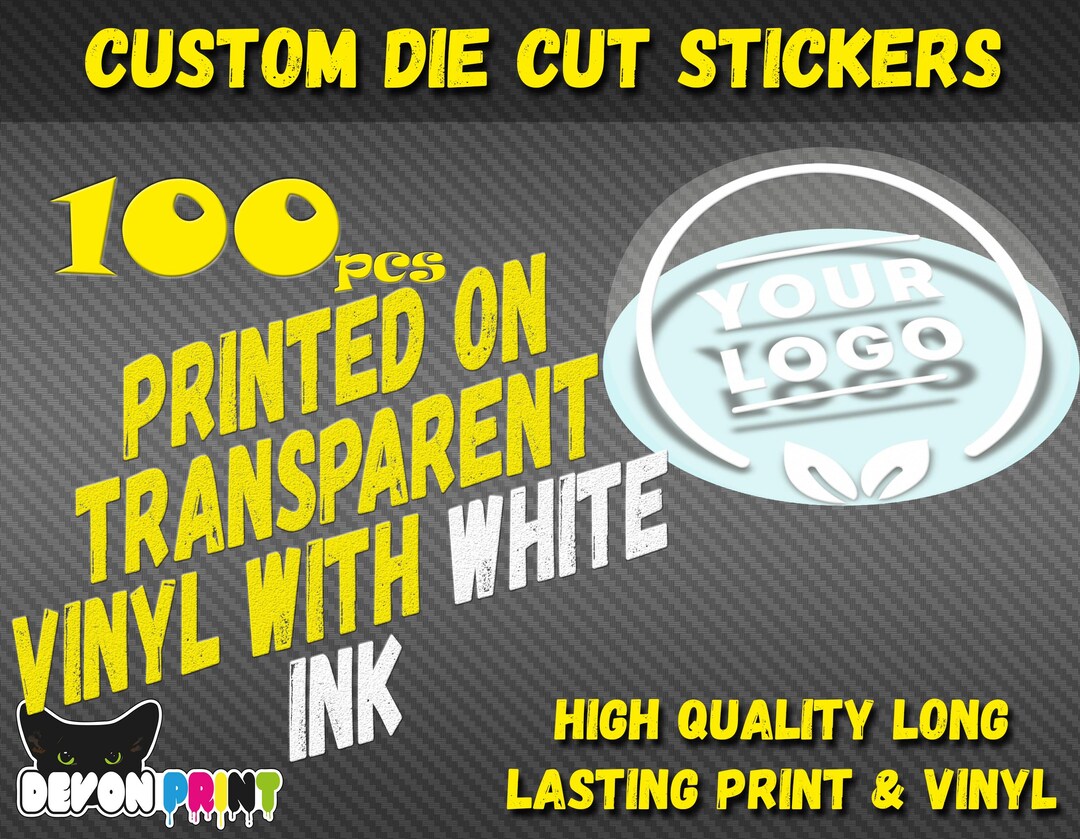 100 Transparent White Ink Custom Die Cut Vinyl Stickers: Branding ...
