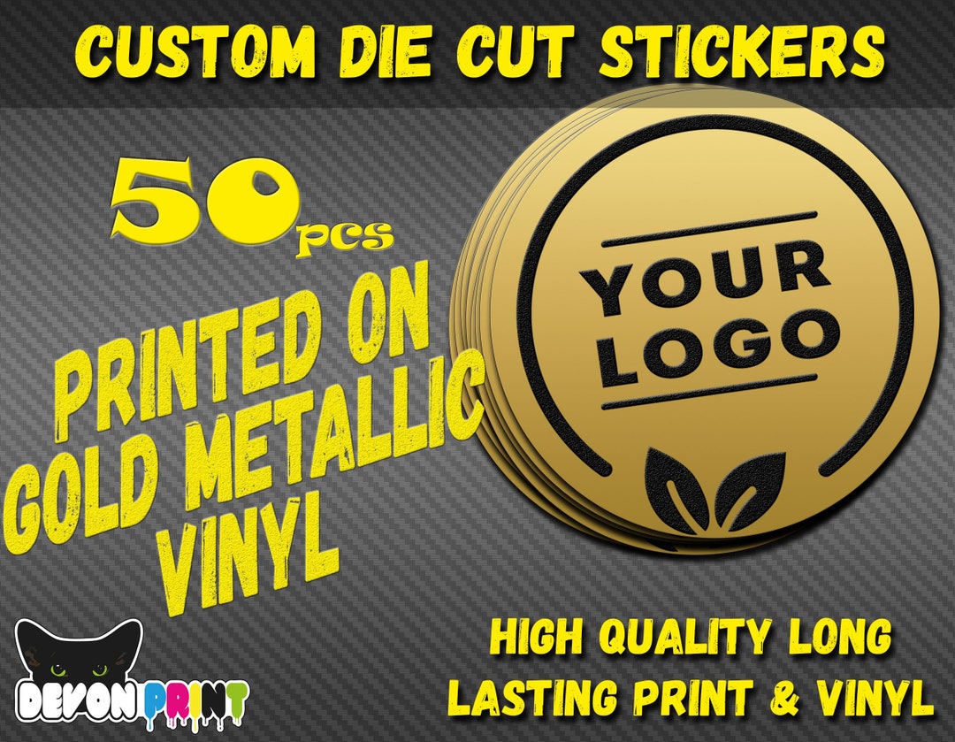 50 Gold Custom Die Cut Vinyl Stickers: the Ultimate Branding Solution ...