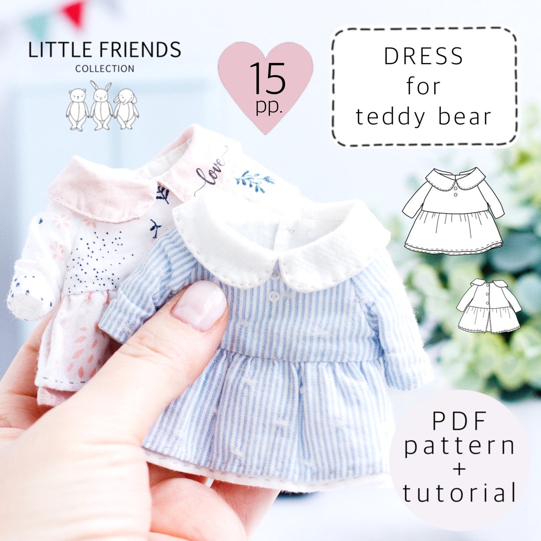 Dress Sewing Pattern for Teddy, Doll Clothes Pattern, Toy Dress Pattern ...