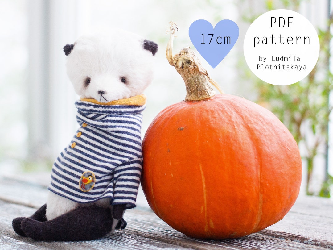 Panda Sewing Pattern With Clothes, Stuff Animal Doll Panda, Teddy Bear ...
