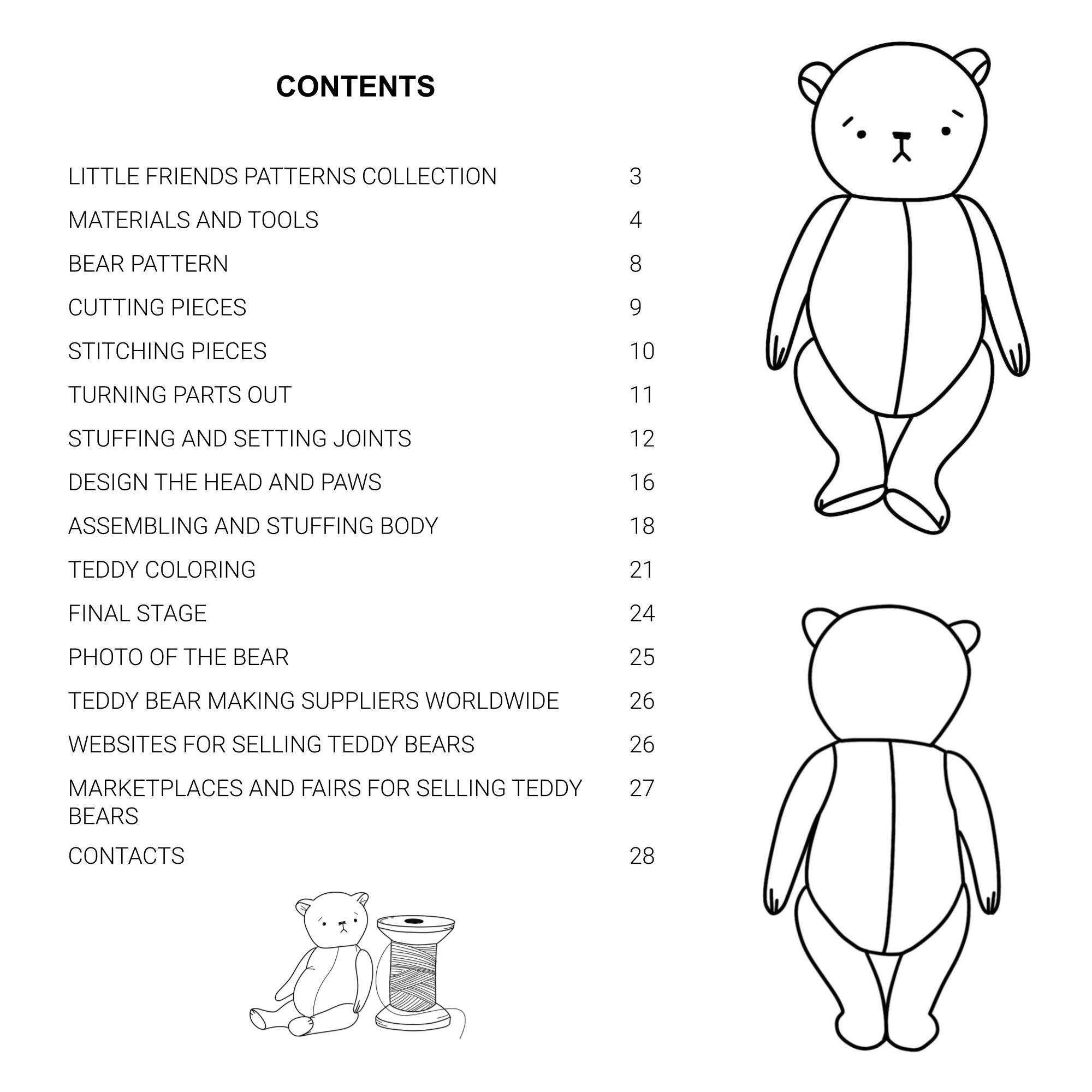 Miniature Teddy Bear Pattern, Teddy Bear Sewing Pattern, Artist Bear ...