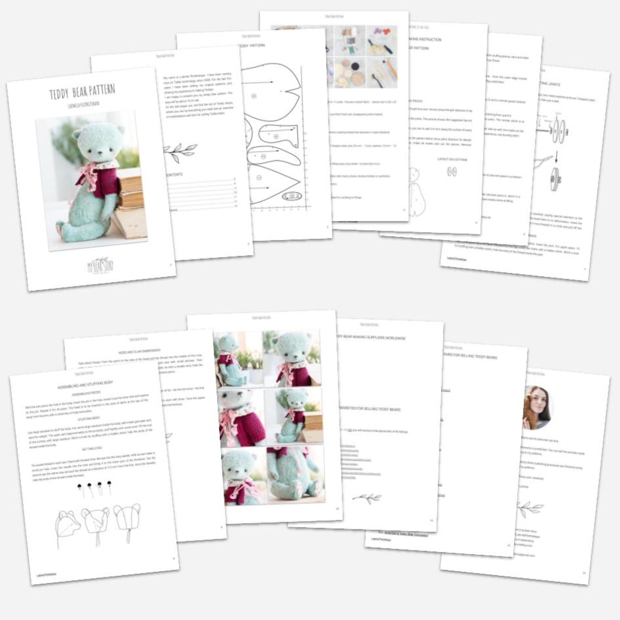 Teddy Bear Pattern, Teddy Bear Sewing Pattern Pdf, Joint Bear Pattern ...