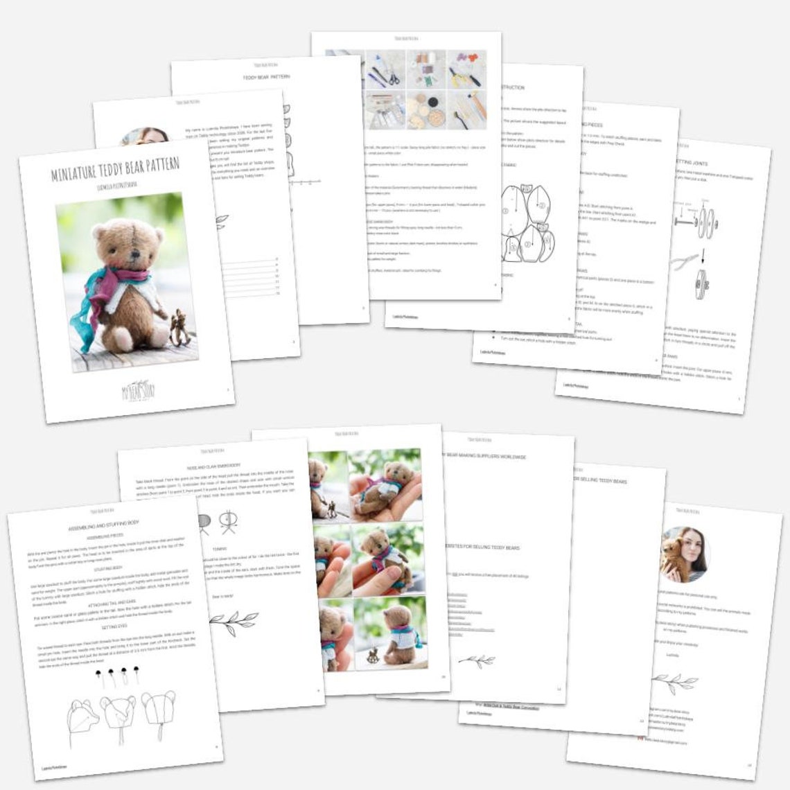 Miniature Teddy Bear Pattern Stuff Teddy Bear Sewing Pattern - Etsy