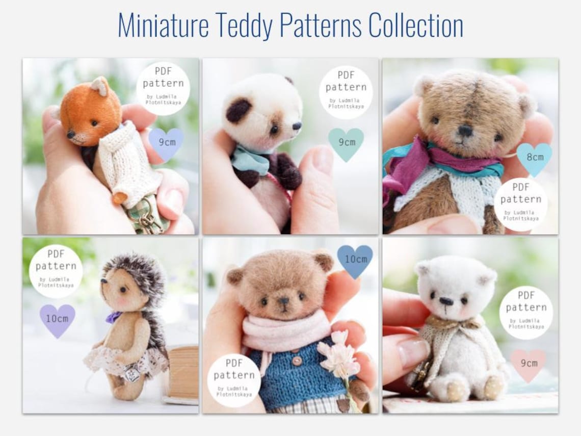 Miniature Teddy Bear Pattern Stuff Teddy Bear Sewing Pattern - Etsy