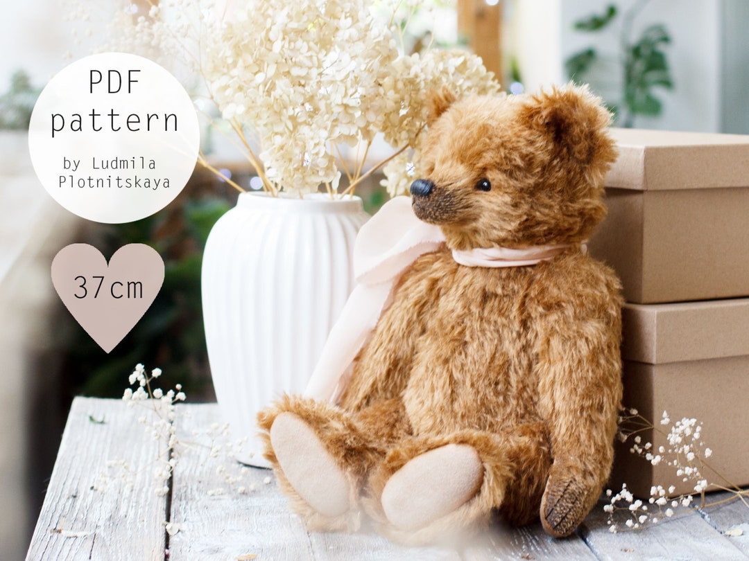 Big Teddy Bear Pattern, 37cm, Sewing Stuffed Bear, Classic Mohair Teddy ...