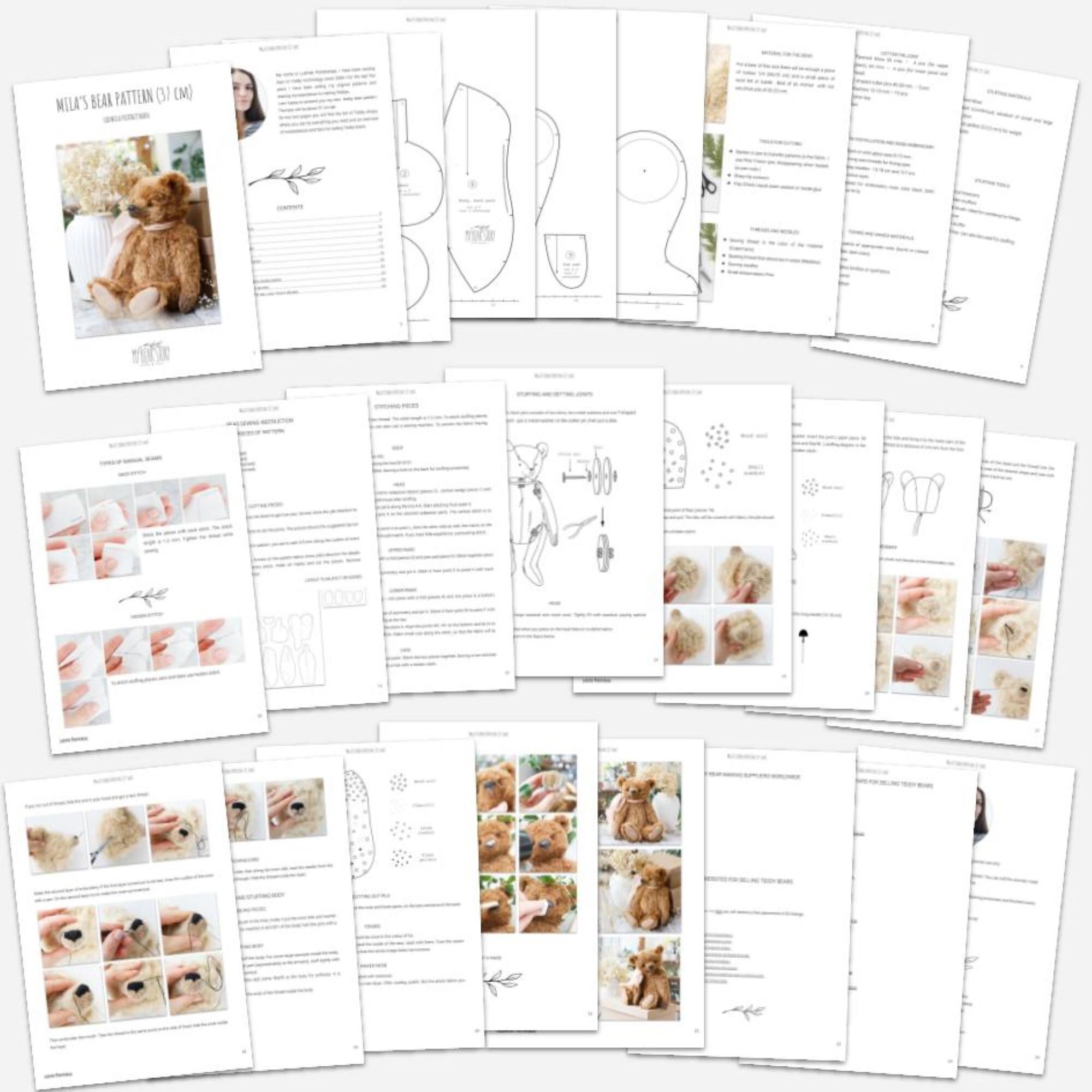 Big Teddy Bear Pattern, 37cm, Sewing Stuffed Bear, Classic Mohair Teddy ...