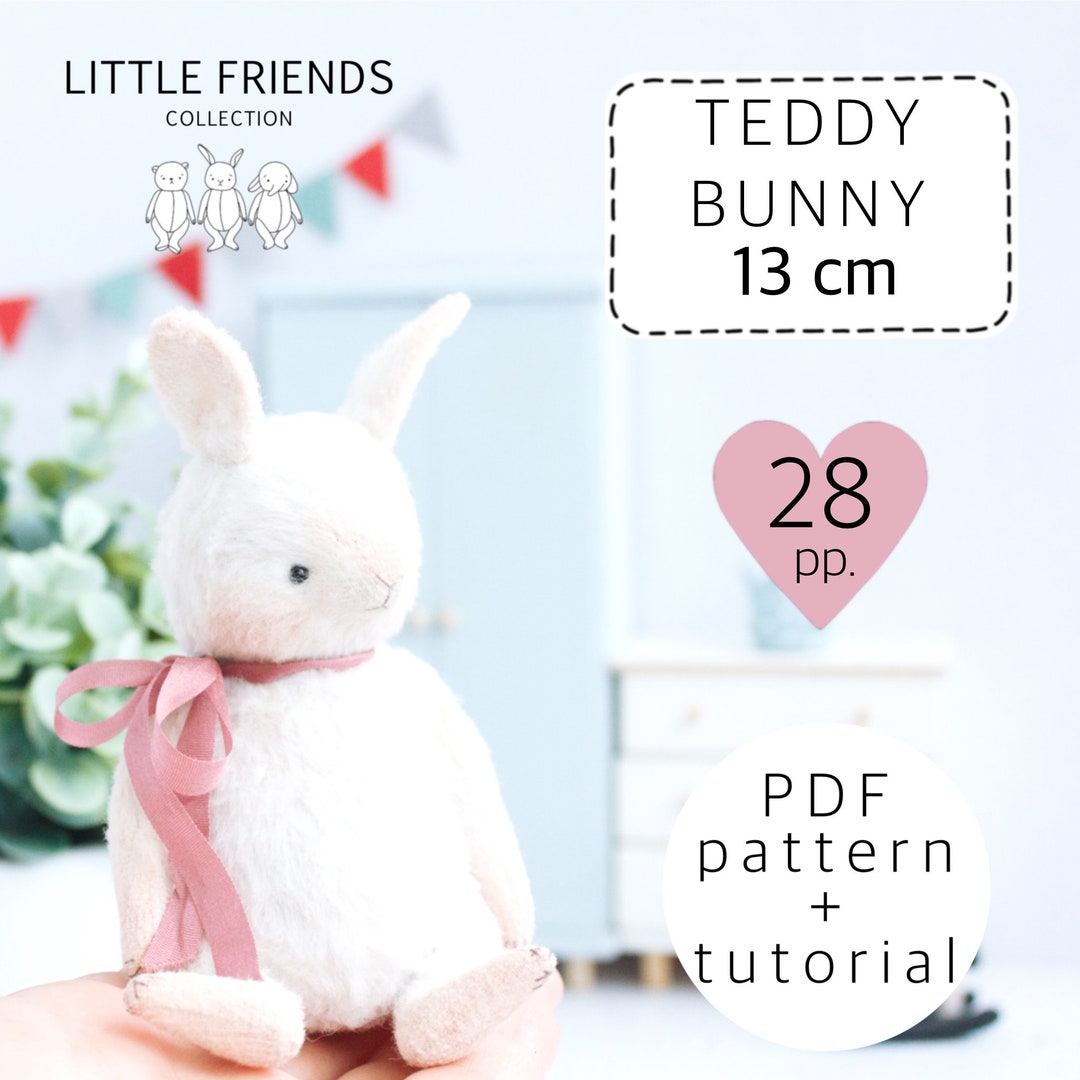 Teddy Bunny Pattern 5.1 Inch, Bunny Sewing Pattern, Teddy Bear Pattern ...