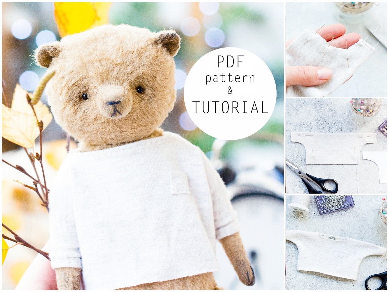 Teddy Bear Clothes Sewing Pattern, Doll Animal Clothing, Doll Sewing ...