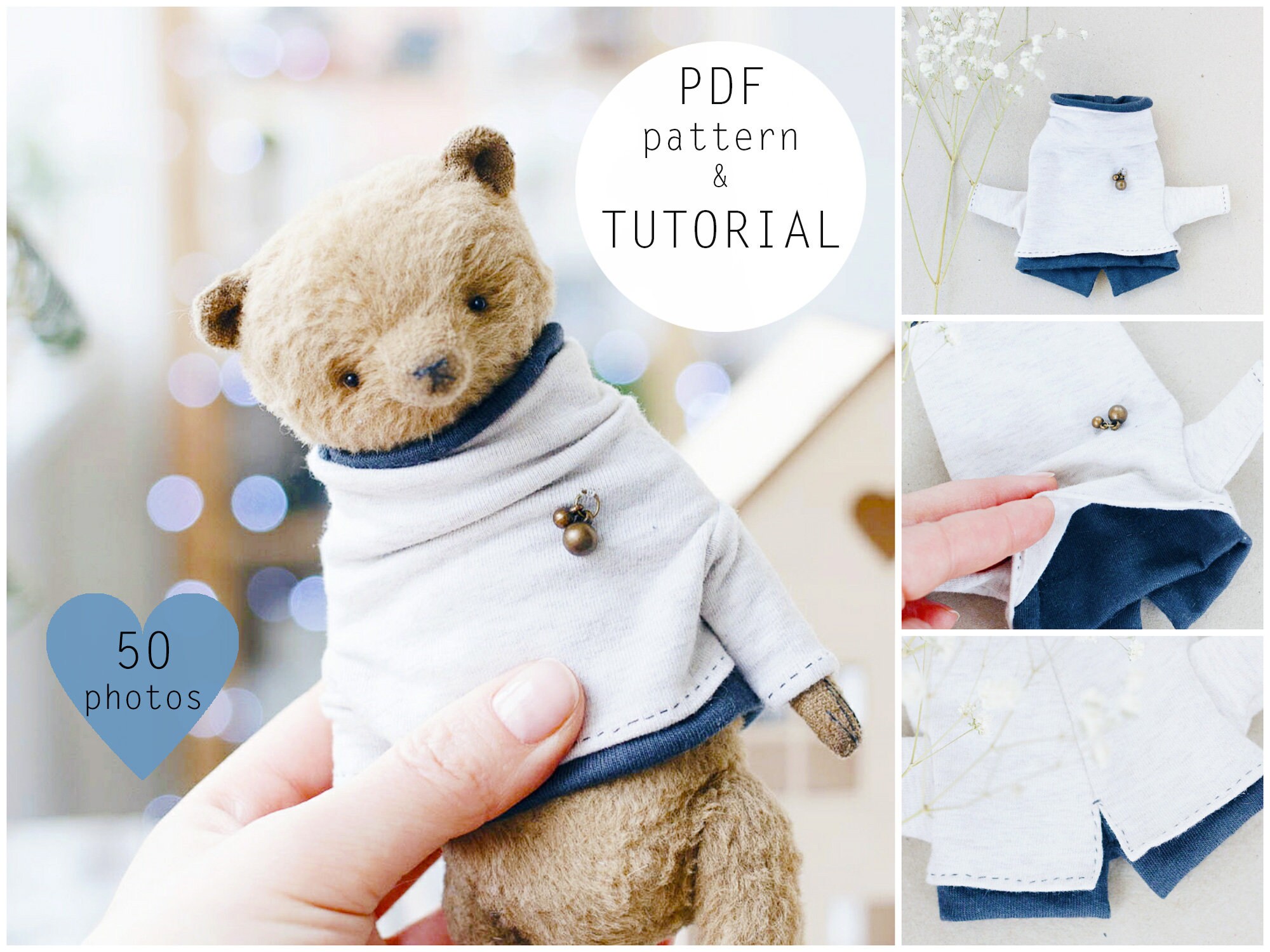 Teddy Bear Clothes Sewing Pattern, Doll Clothes Pattern, Jacket Pattern ...