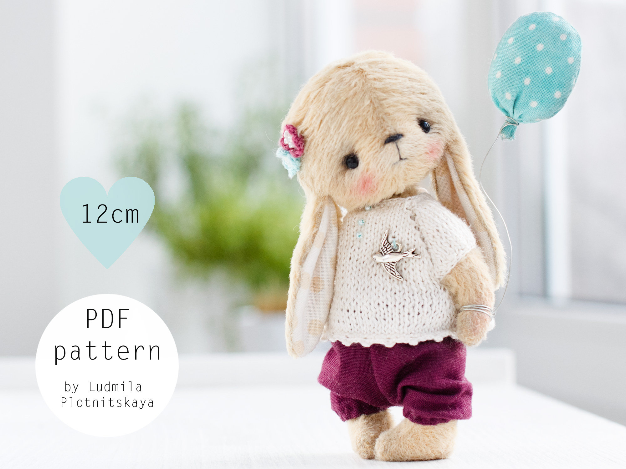 Artist Teddy Bunny Sewing Pattern, Teddy Bunny, Ooak Miniature Teddy ...