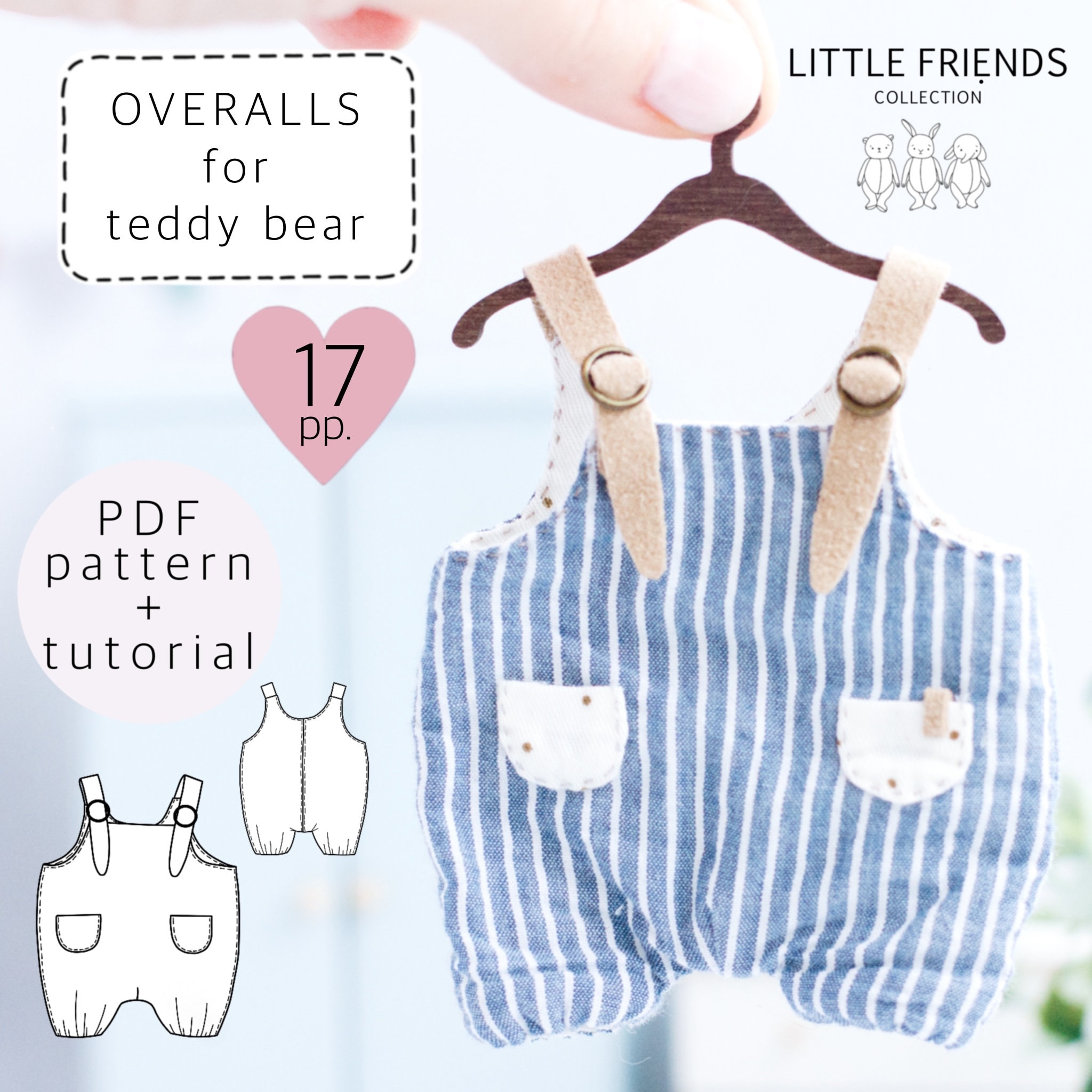Overalls Sewing Pattern for Teddy Bear, Doll Clothes Pattern, Toy Dress ...