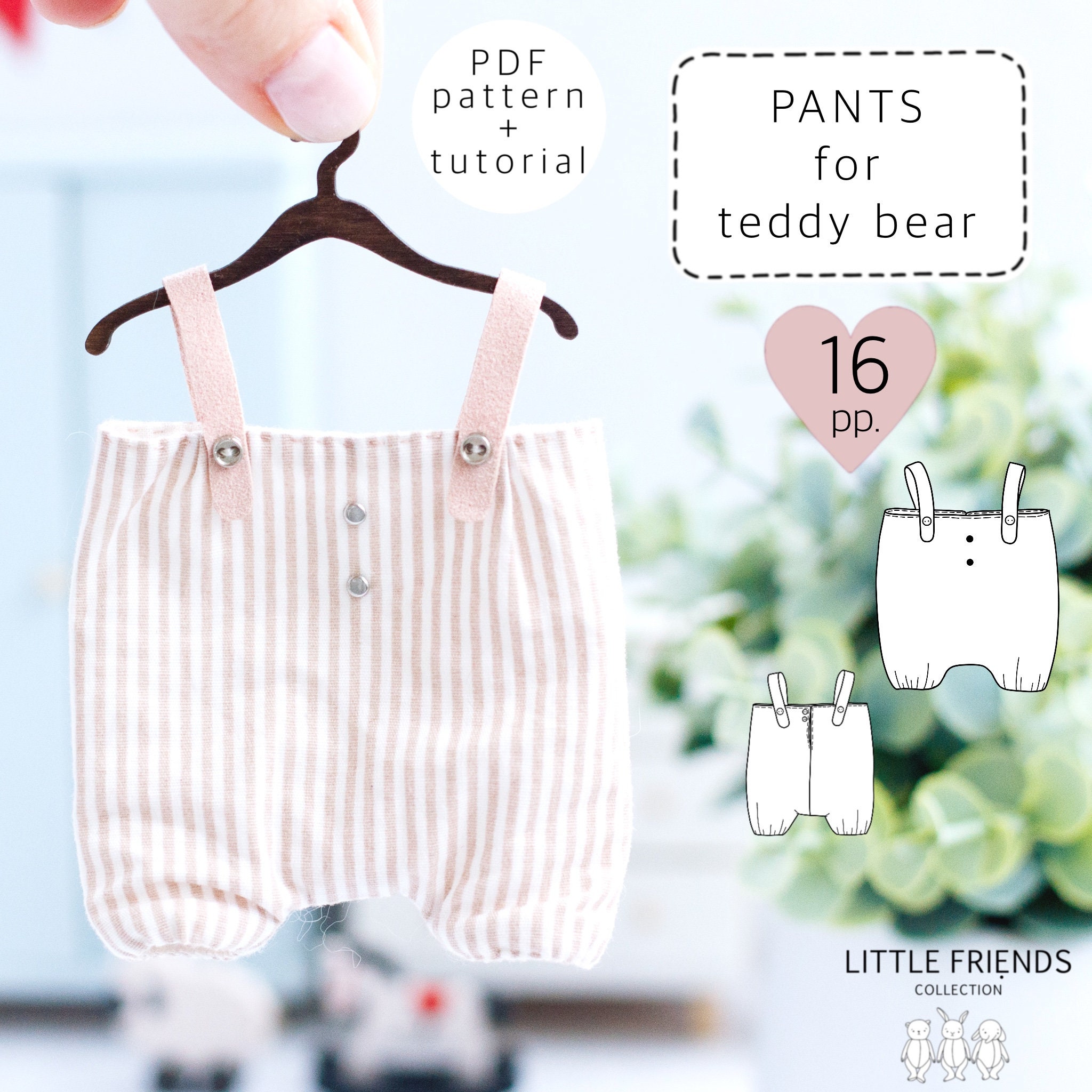 Teddy Bear Clothes Sewing Pattern, Pants for Teddy Bear, Doll Clothes ...