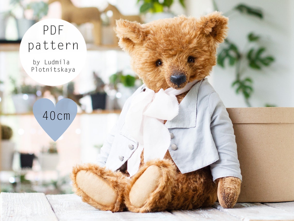Big Teddy Bear Pattern With Jacket, 40 Cm Sewing Classic Mohair Teddy ...