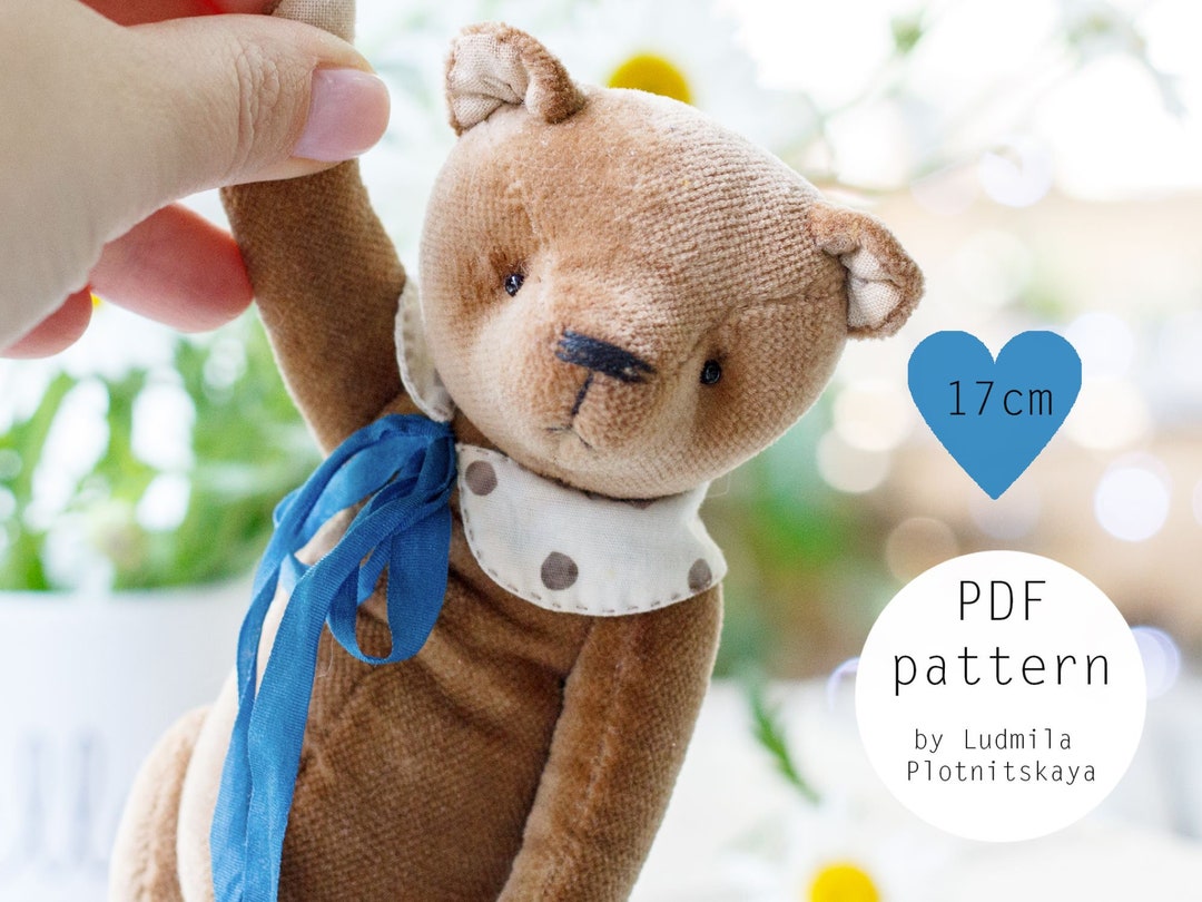 Velvet Teddy Bear Pattern ,17 Cm, Bear Sewing Pattern , Stuffed Bear ...