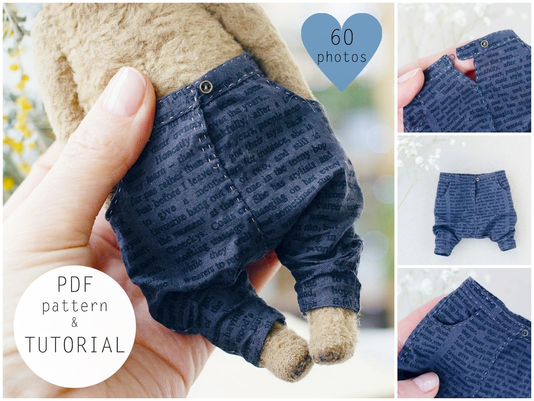 Teddy Bear Clothes Sewing Pattern, Pants for Teddy Bear, Doll Clothes ...