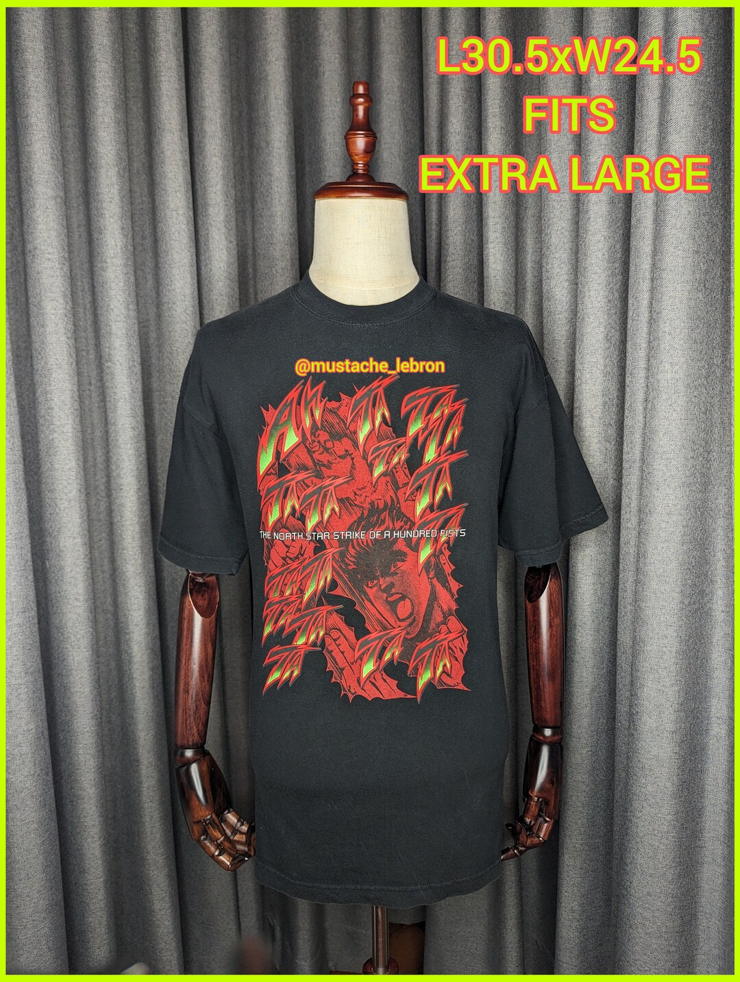 Rare Fist of the North Start Hokuto No Ken T-shirt Strike of Hundred ...