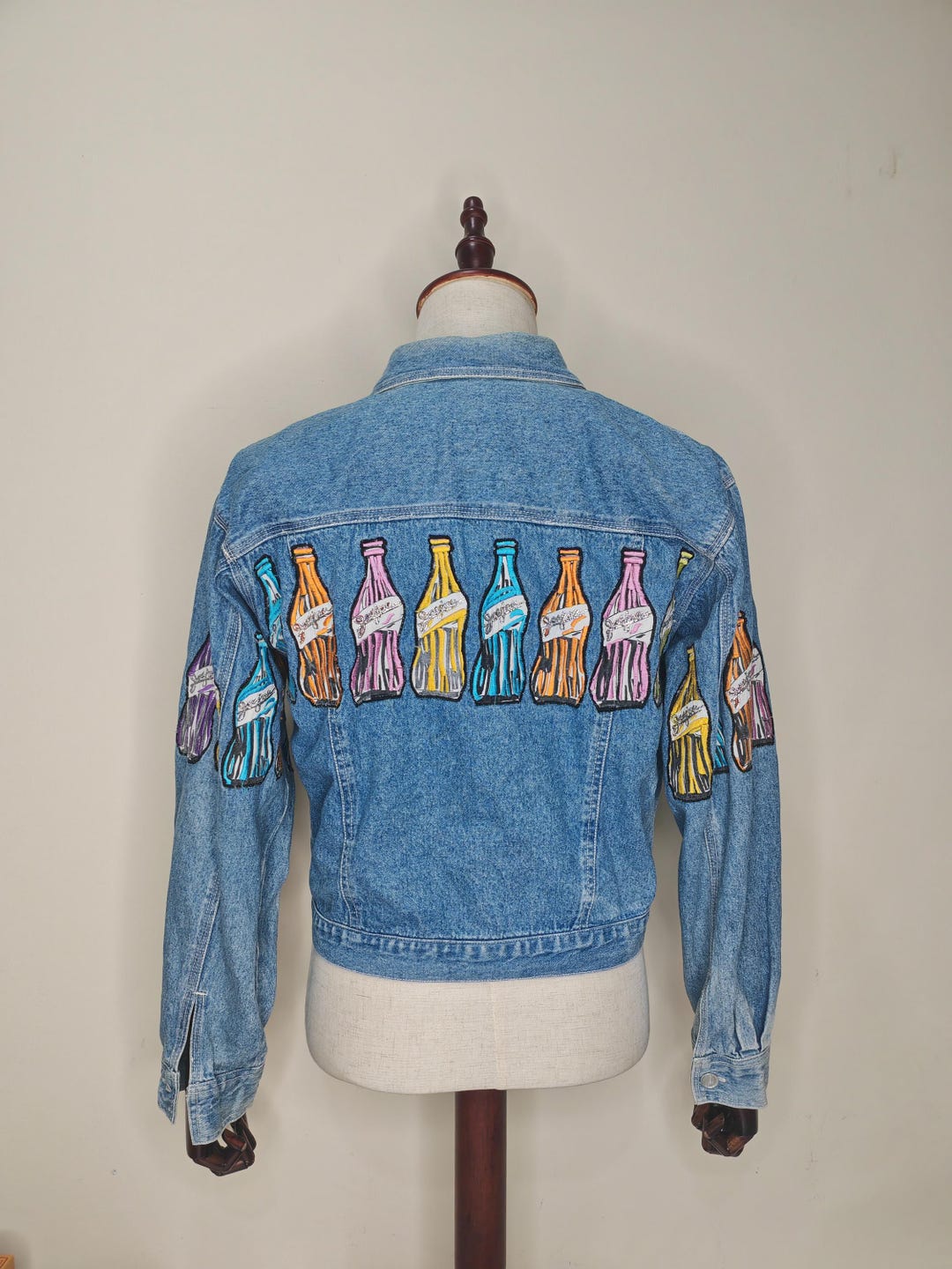 Vintage Jou Jou Blue Denim Jean Jacket Soda Bottles Joujou - Etsy