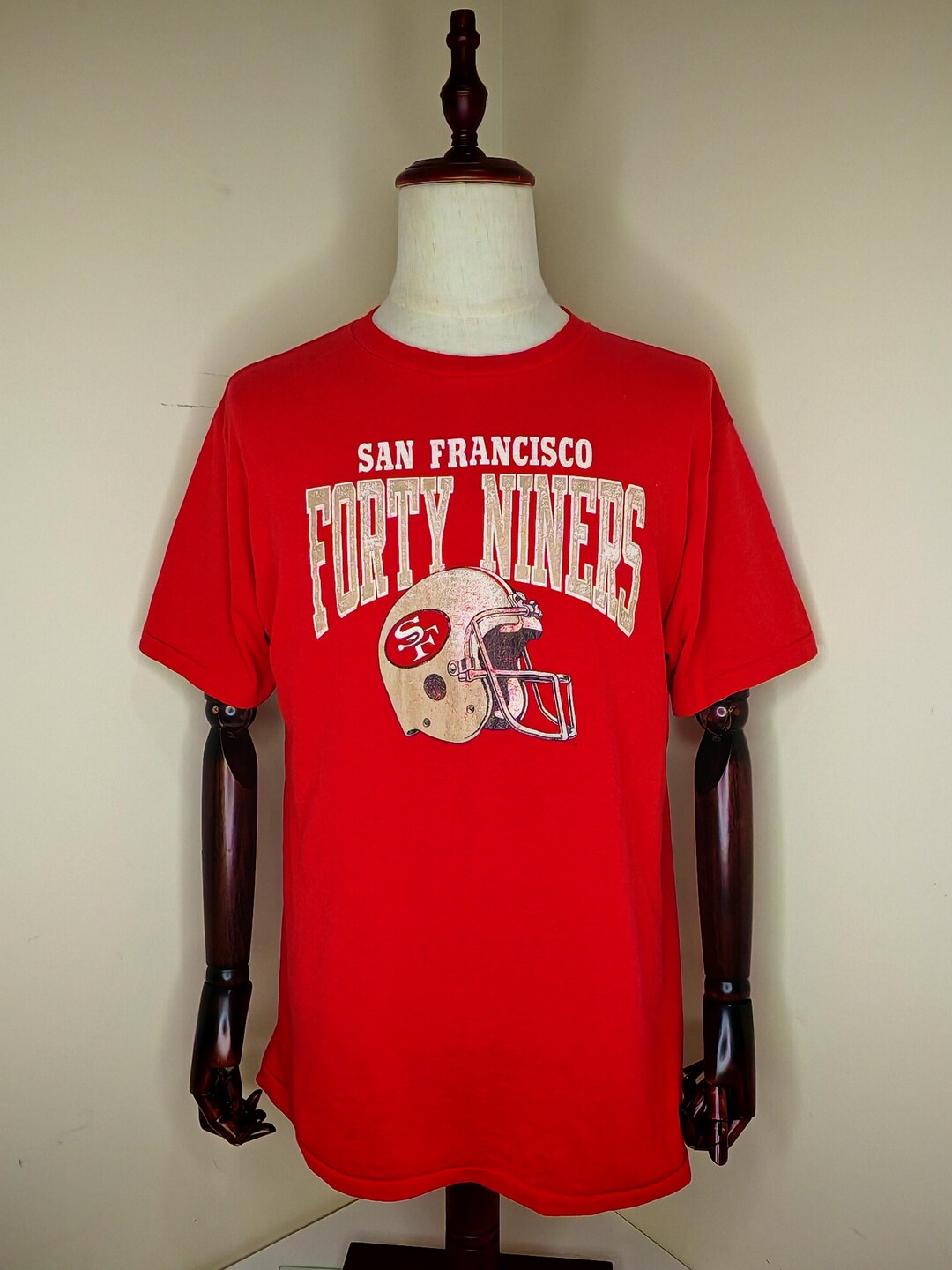 Rare XL San Francisco 49ers Red Champion Tag T-shirt Big Helmet NFL Pro ...