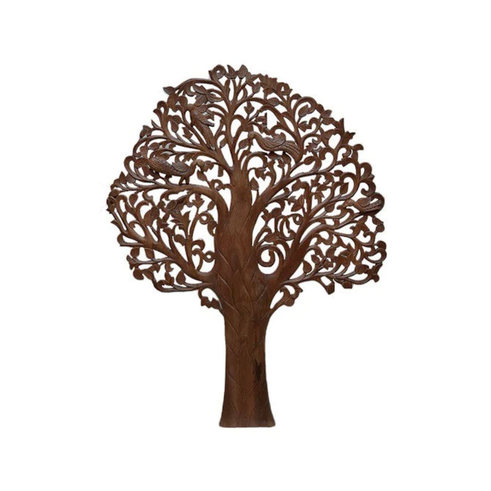 Hand Carved Wooden Tree Wall Art: Solid Wood Home Decor - Etsy