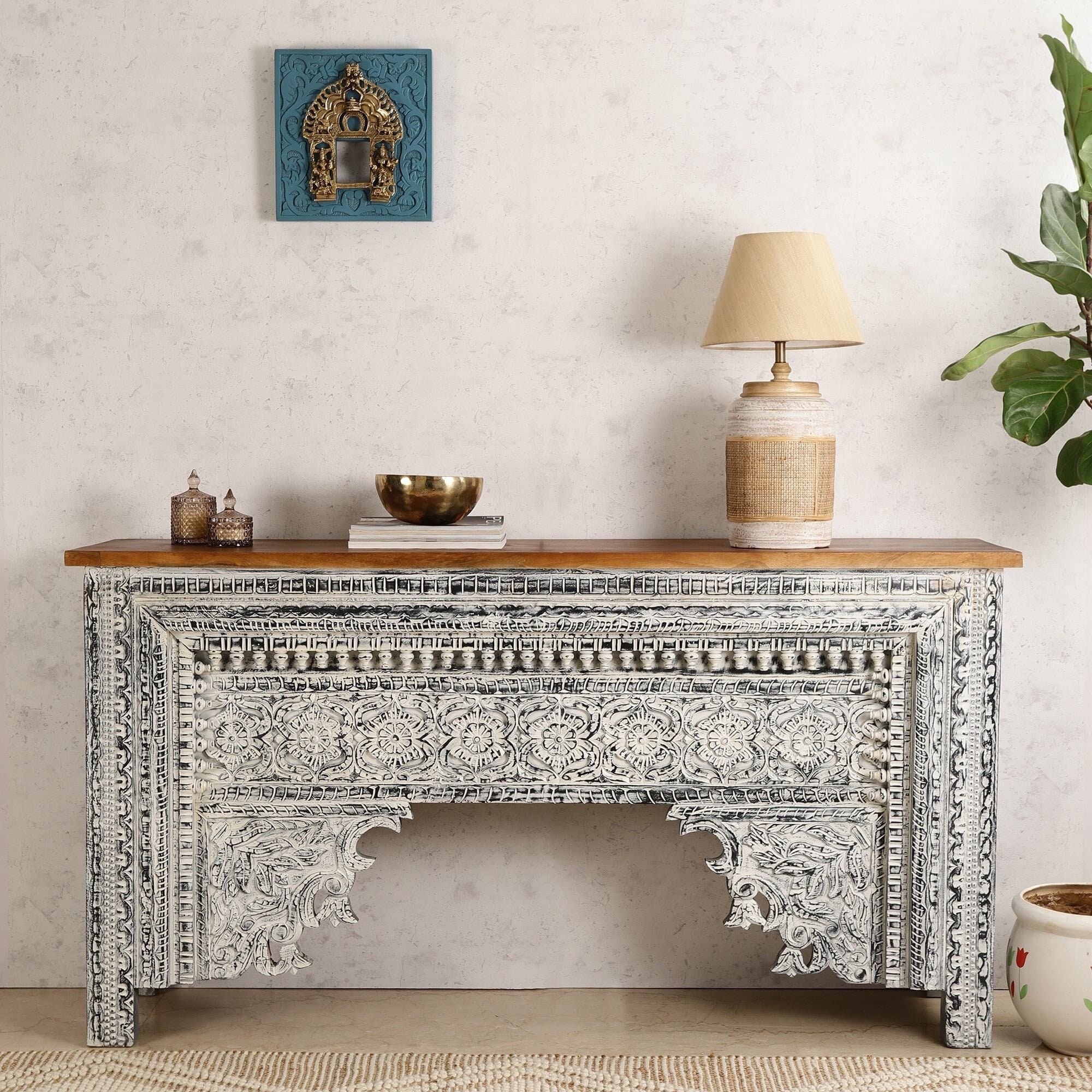 Console With Indian Hand Carving Vintage Wooden Console Antique Wooden ...