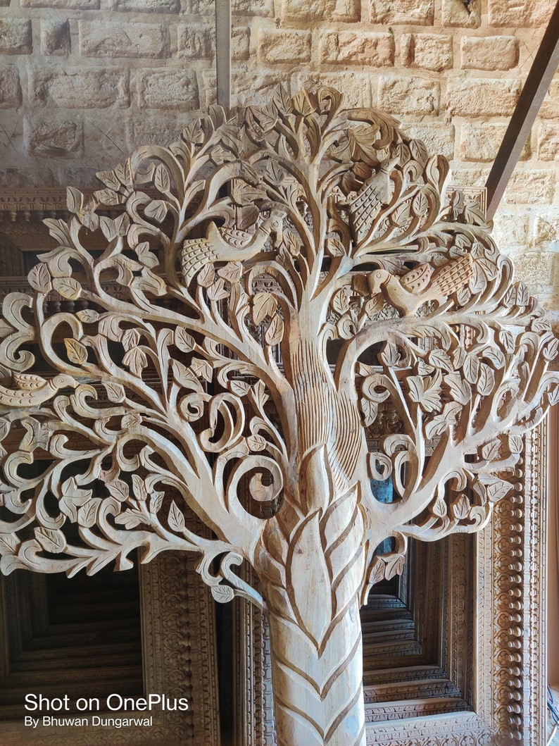Hand Carved Wooden Tree Wall Art: Solid Wood Home Decor - Etsy