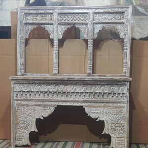 Indian Vintage Jharokha Triple Arch Carved Mirror With Hand Crafted ...
