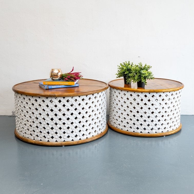 Wooden Coffee Table Round Table Wooden Hand Carving Table Vintage Table ...