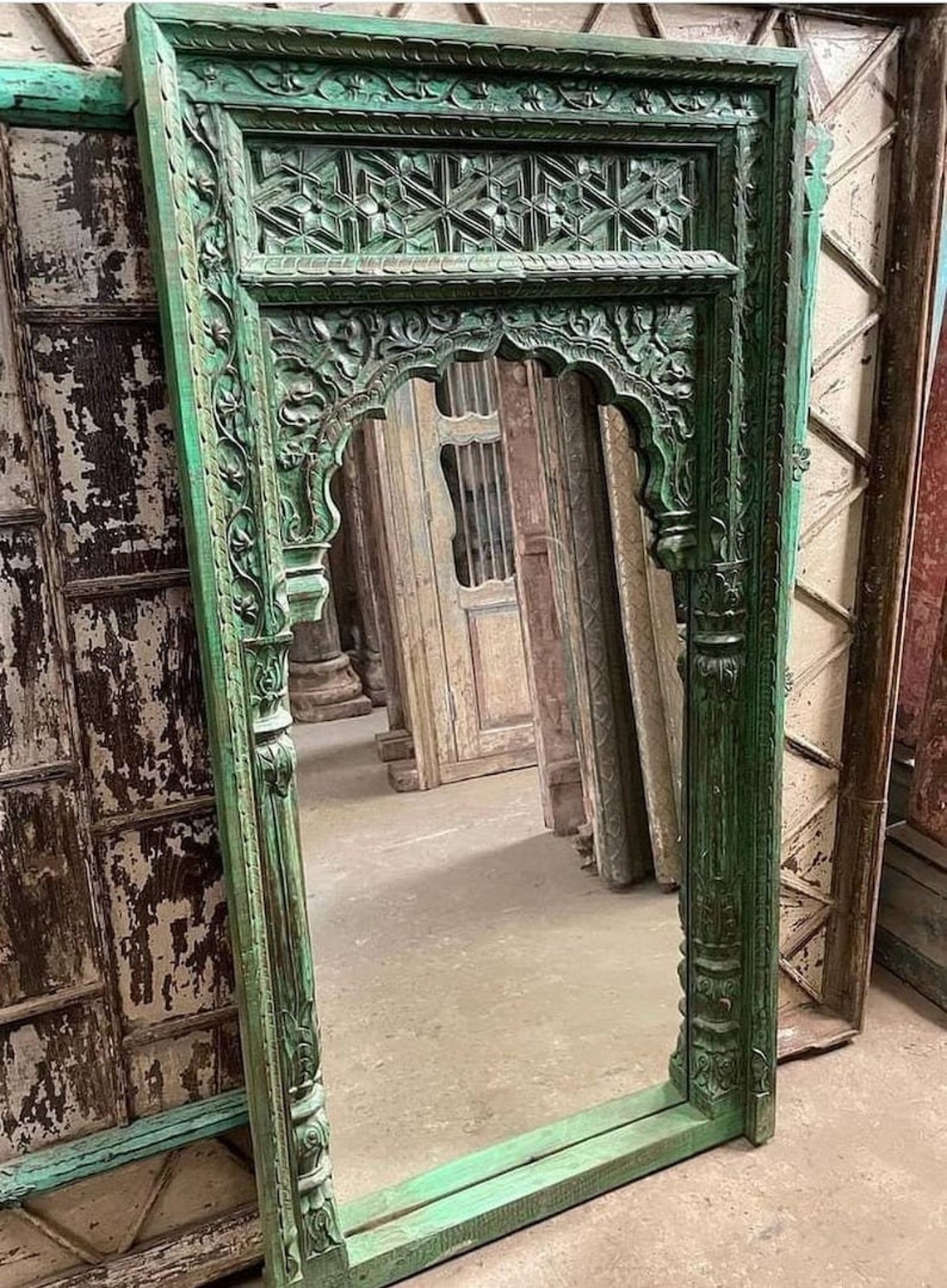 Hand Carved Jharokha Wall Mirror: Indian Mango Wood Antique Decor - Etsy