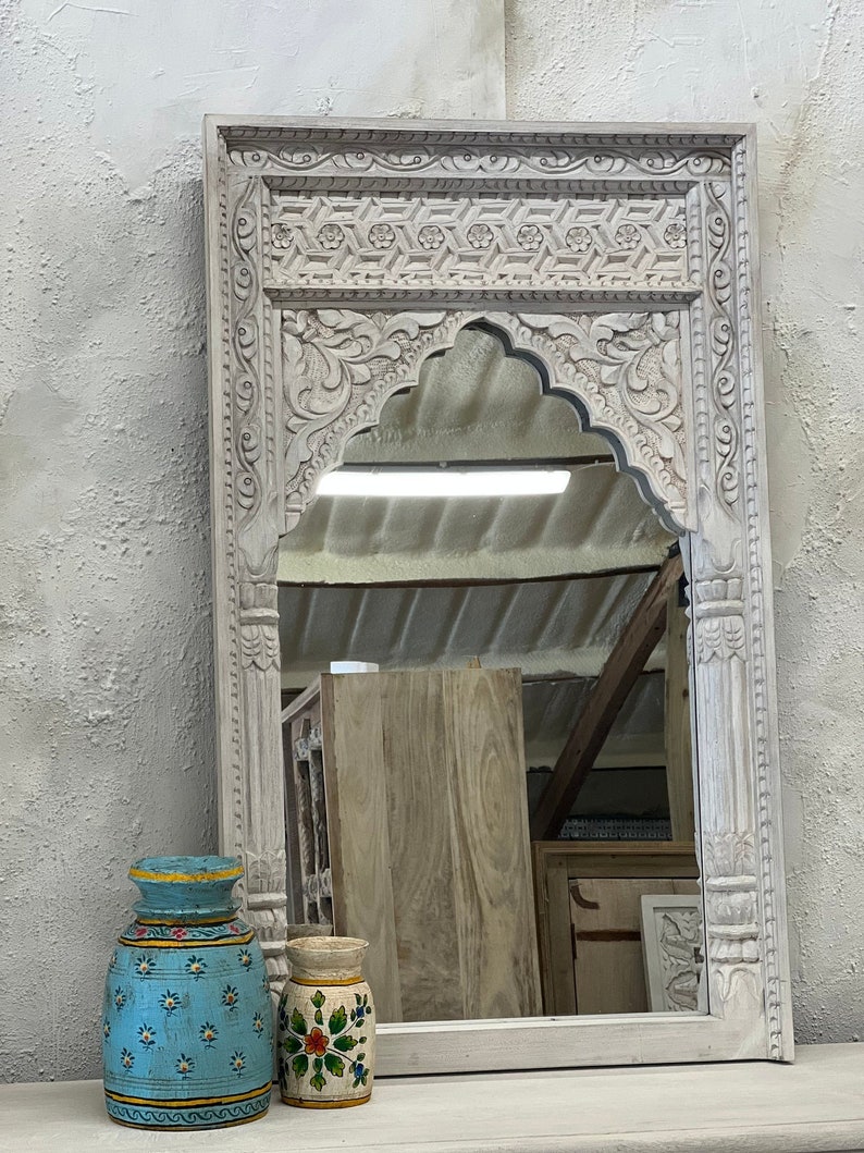 Indian Style Jharokha Hand Carved Wall Mirror in Solid Hard Wood ...