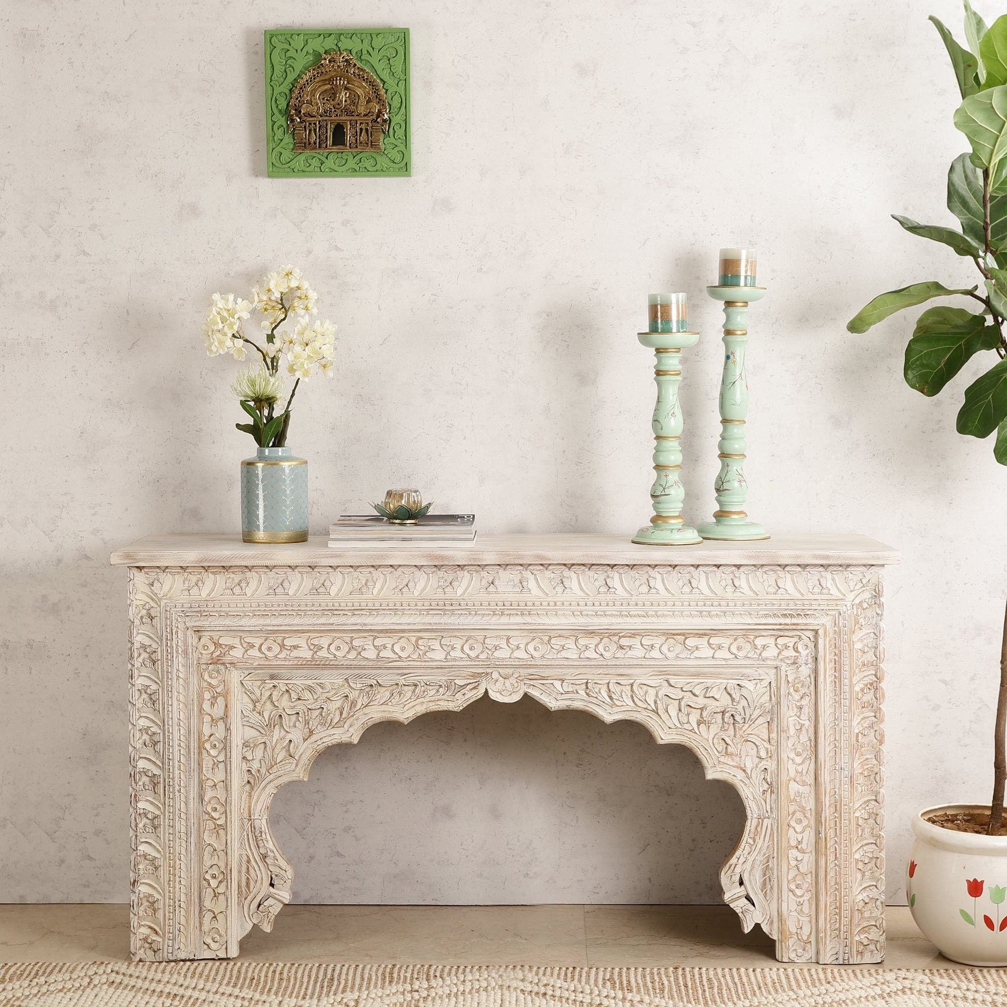 Console With Indian Hand Carving Vintage Wooden Console Antique Wooden ...