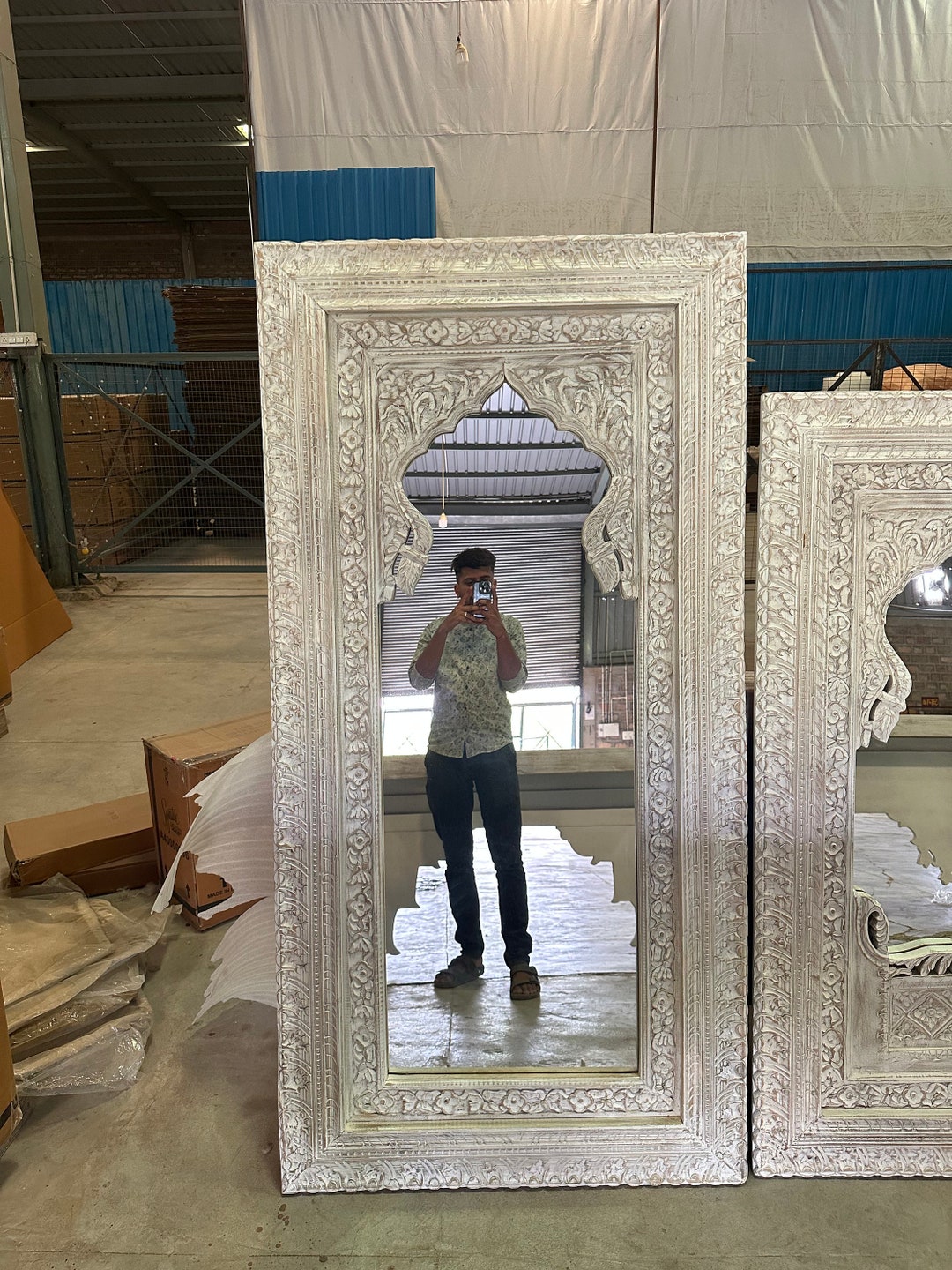 Hand Carved Mango Wood Arch Mirror: Vintage Indian Wall Decor - Etsy