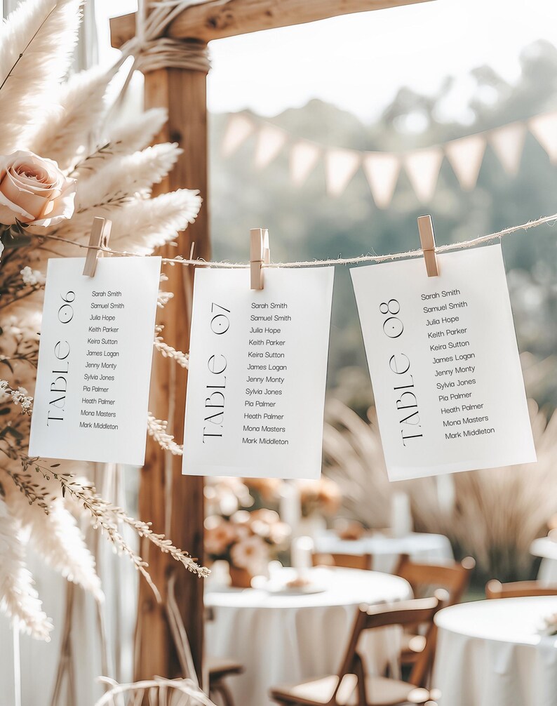 Minimalist Seating Chart Template: Modern Mirror Seating Display Printable Wedding Decor ...