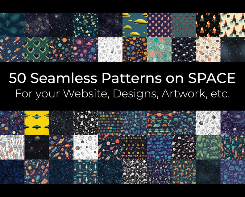 50 Seamless Patterns "space" - Etsy