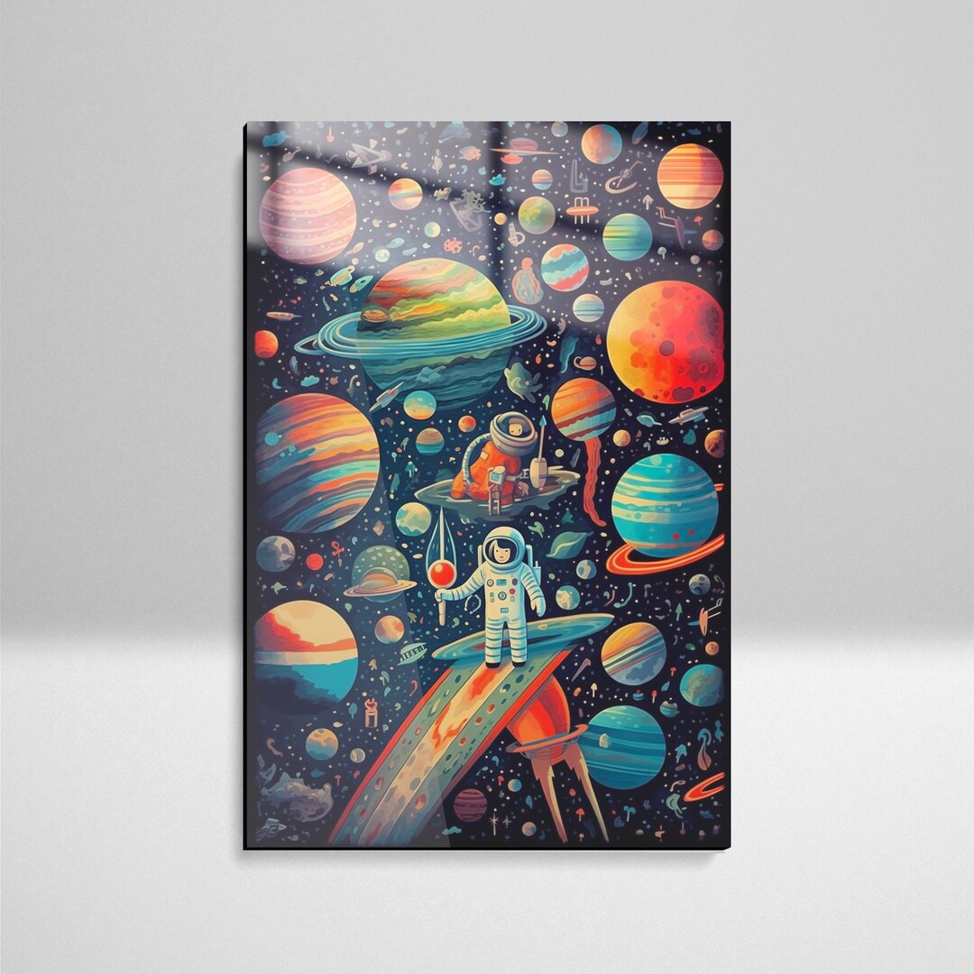 Abstract Space Planets Astronauts Pattern Mural for Your Children's ...