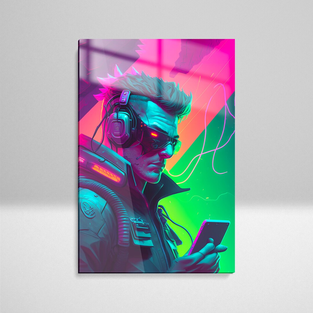 Cyberpunk Terminator Neon Gaming Mural - Etsy
